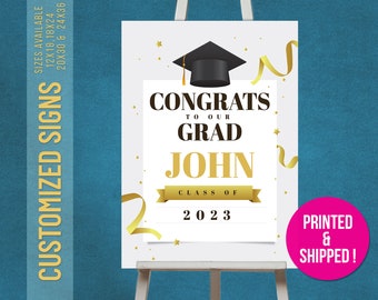 Printed Graduation Party Sign Graduation Cap Congrats Grad - Etsy