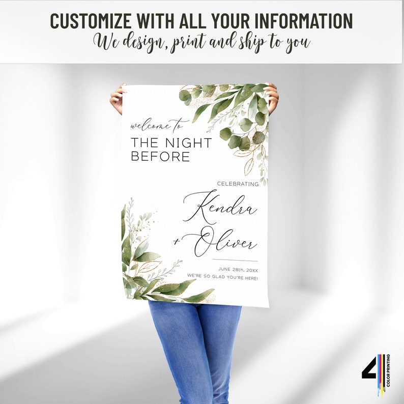 The Night Before Welcome Sign, Rehearsal Dinner Welcome Sign, Greenery ...