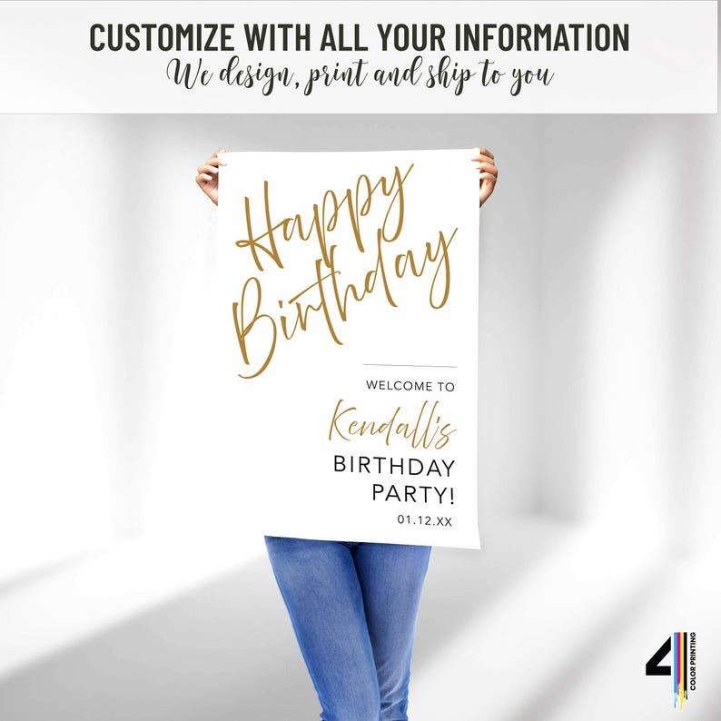 Personalized Birthday Welcome Sign, Glitter Effect (printed or Digital ...