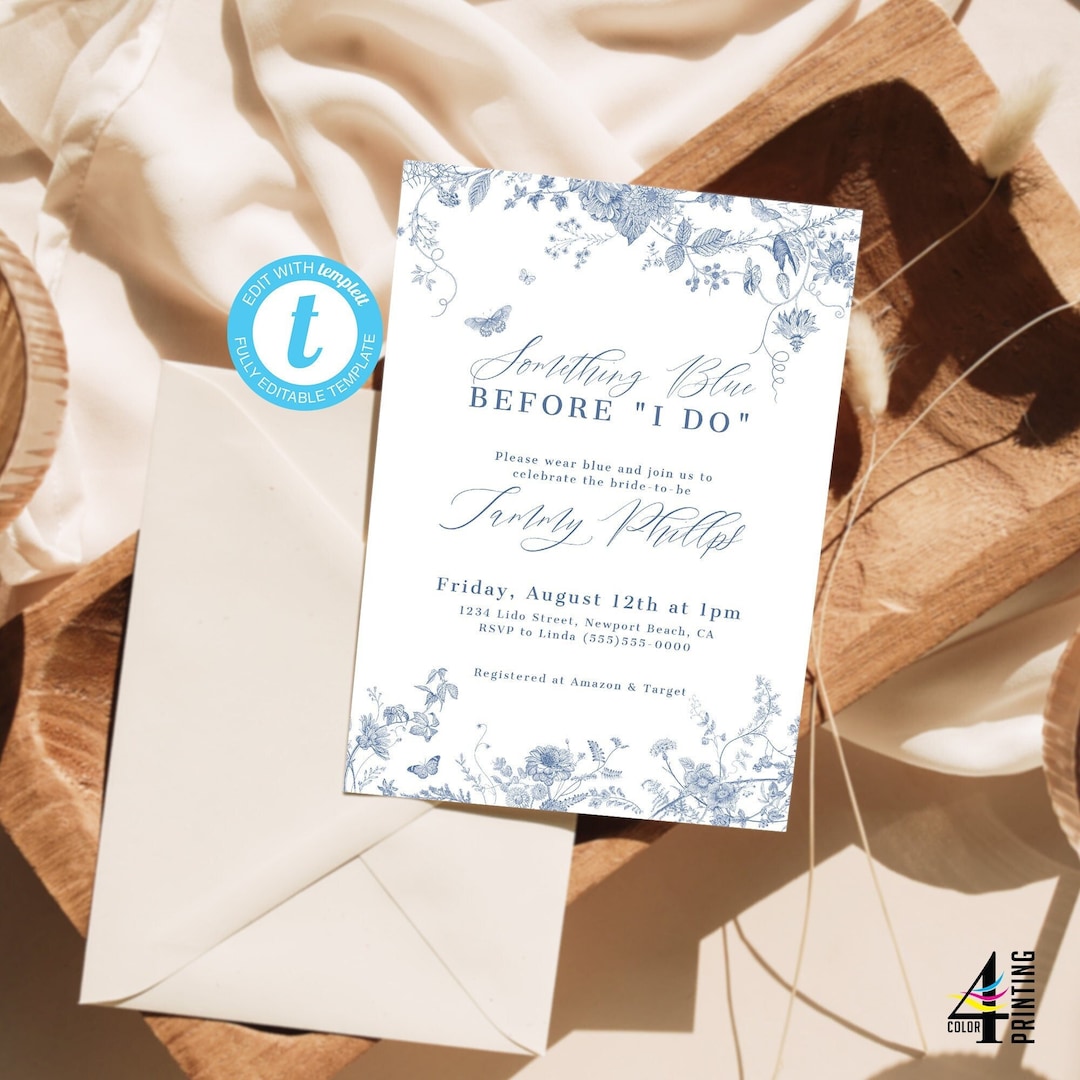 Something Blue Bridal Shower Invite | Something Blue Before I Do Invite ...