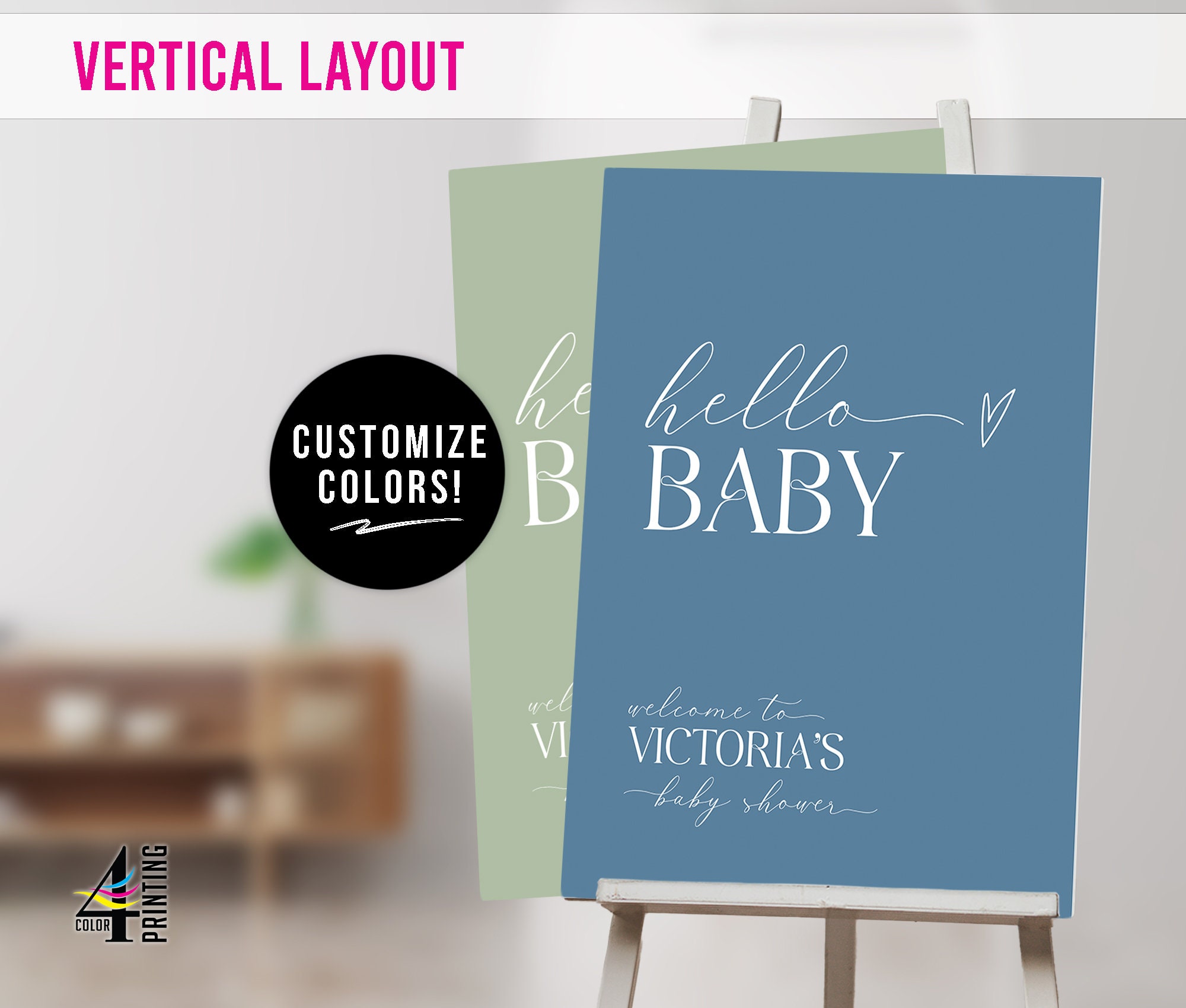 Hello Baby Sign Template Sage Green Baby Shower Sign - Etsy