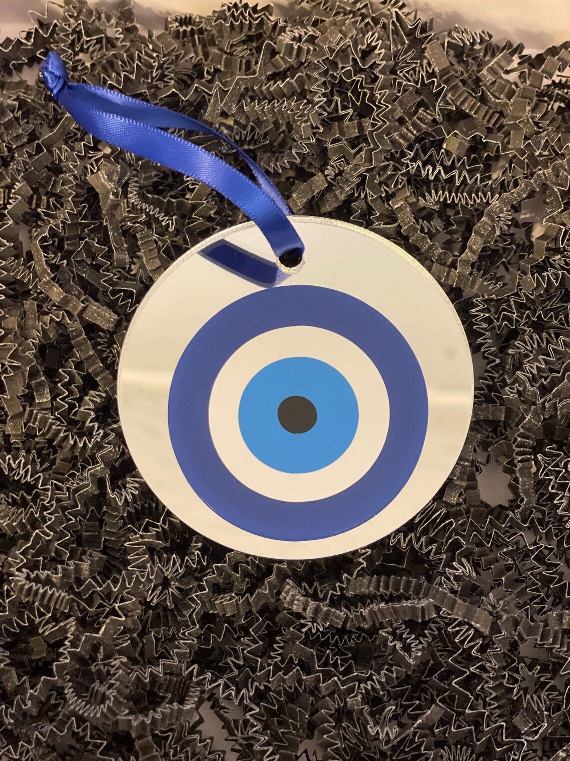 Evil Eye Ornaments- Mirrored Round Acrylic Ornaments- Hamsa Hand With ...