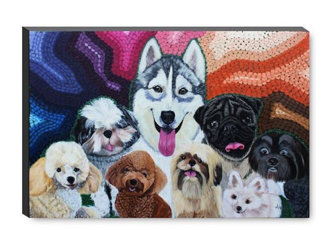 Airies Olaes Tamed Pack 2022 36x24in Dogs Acrylic & Oil Painting Wall ...
