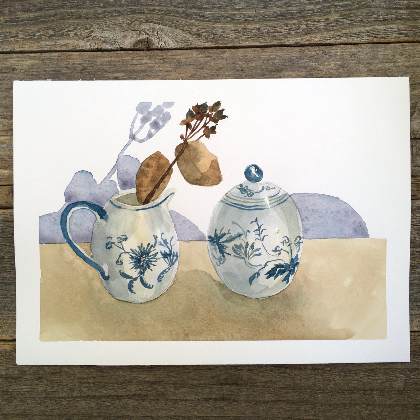 Watercolor Art 7.5x10.5 Still Life One of a Kind Painted With Handmade ...