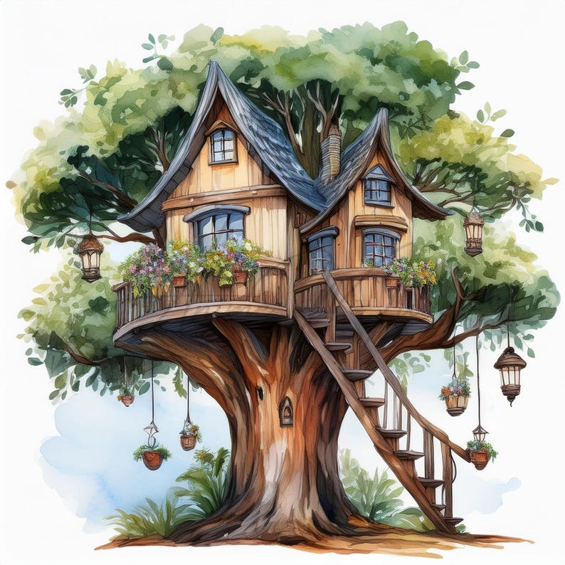 Beautiful TREEHOUSE Clipart Bundle 8 High Quality Jpgs Digital ...