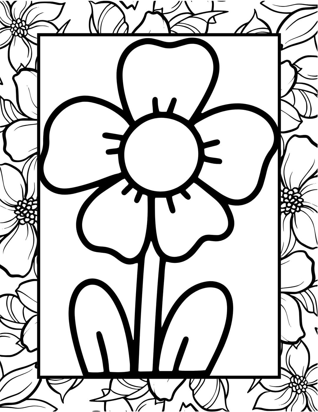 Spring Flower Printable Coloring Page - Etsy