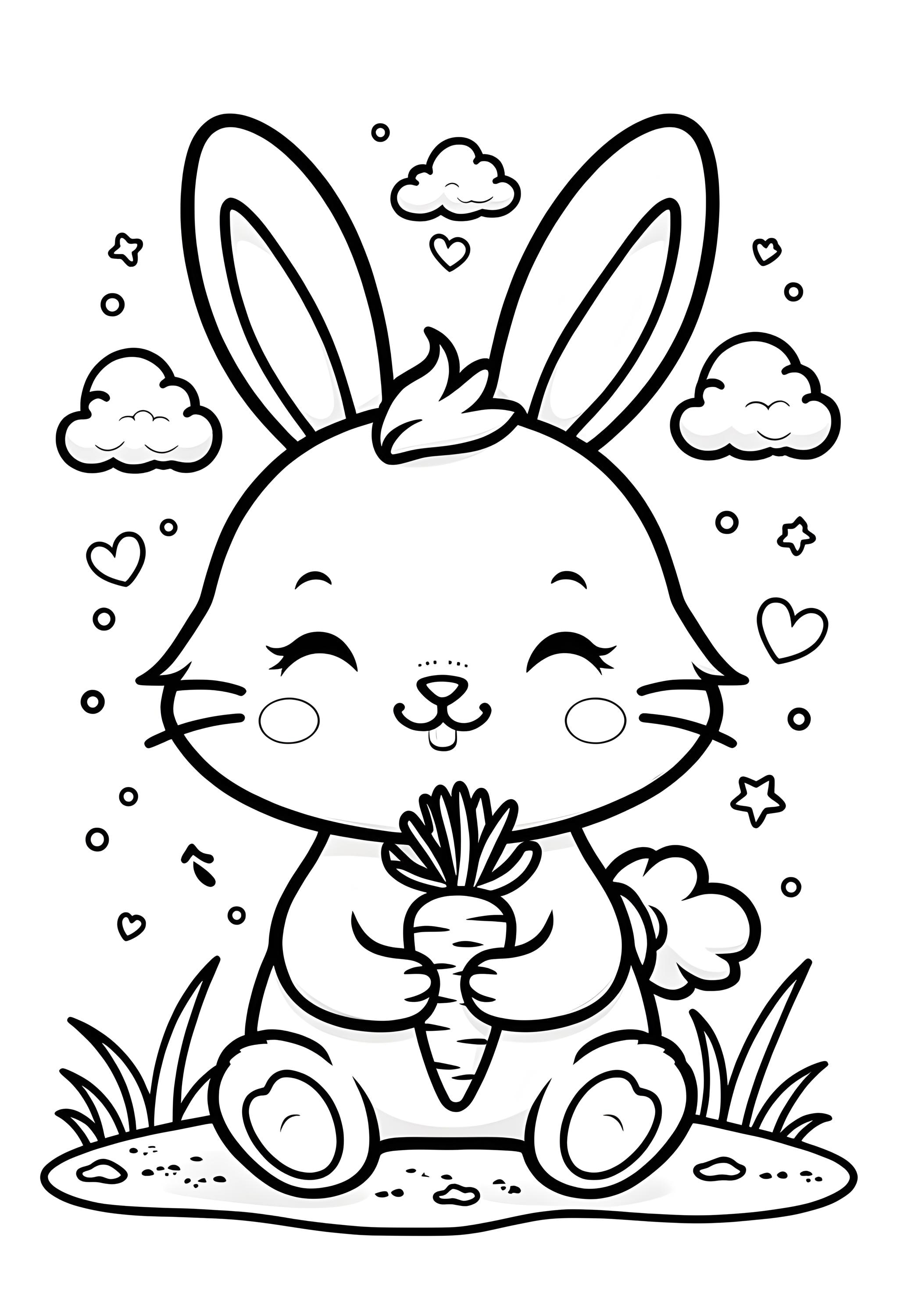 Happy Bunny Printable Coloring Page - Etsy