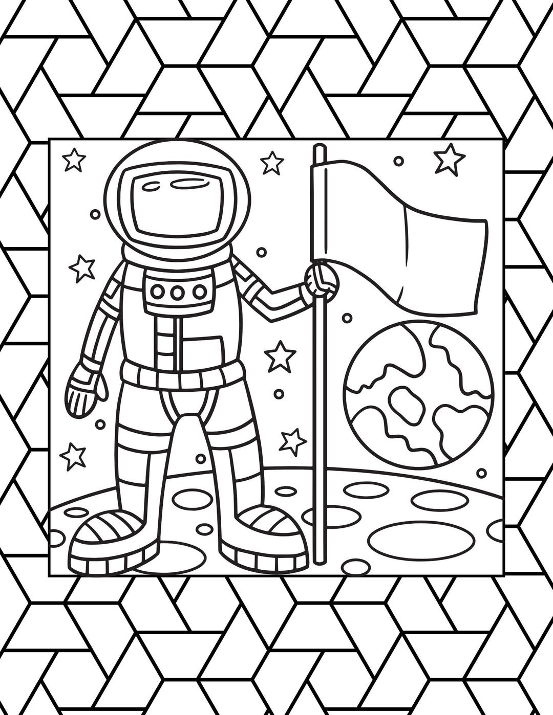 Astronaut Space Printable Coloring Page - Etsy