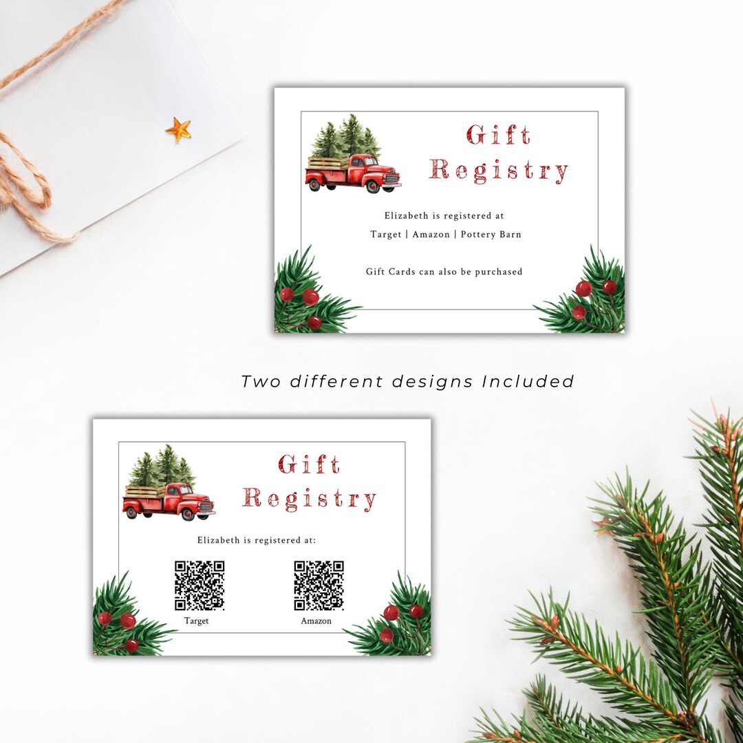 Bundle of Joy Baby Shower Gift Registry Card Christmas Truck QR Code ...