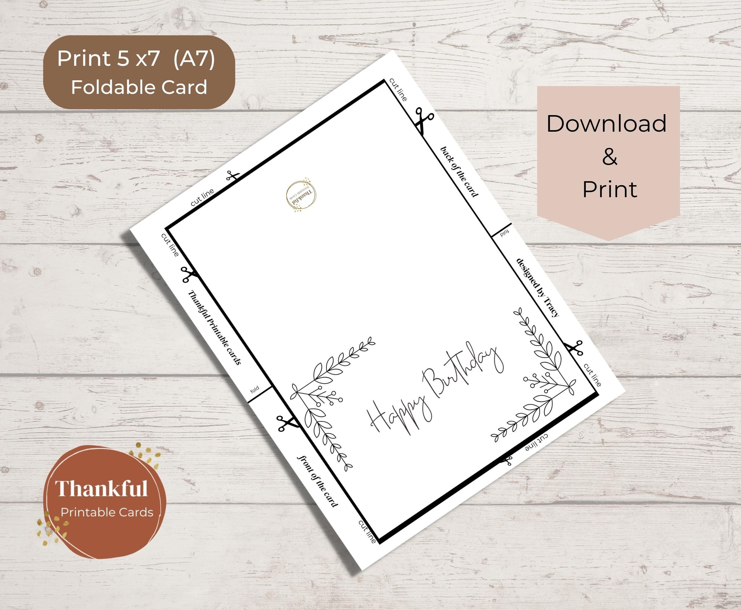 Happy Birthday Line Art Digital Printable Card | Printable Card ...