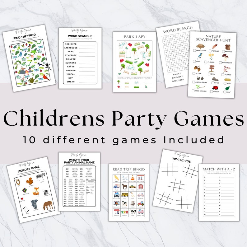 Fun Printable Birthday Party Games Bundle for Kids: Boys & Girls ...