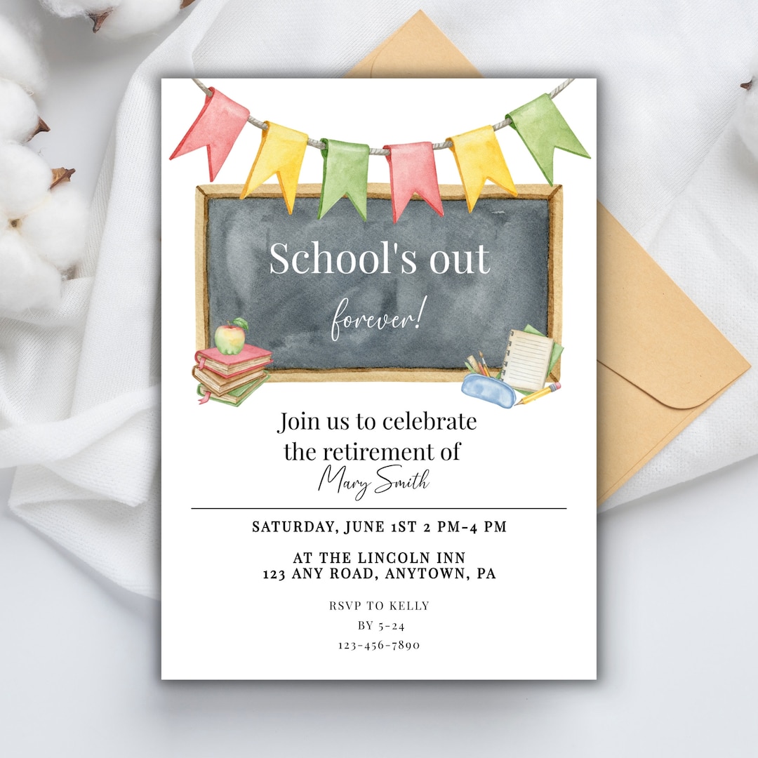 Principal Retirement Invite Teacher Retirement Party Invitation ...