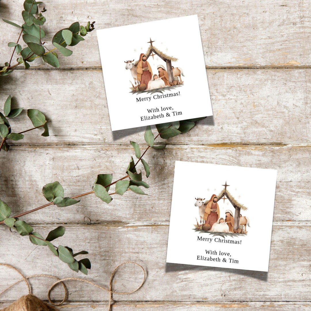 Nativity Christmas Tag | Diy Editable Nativity Favor Tag | Christmas ...