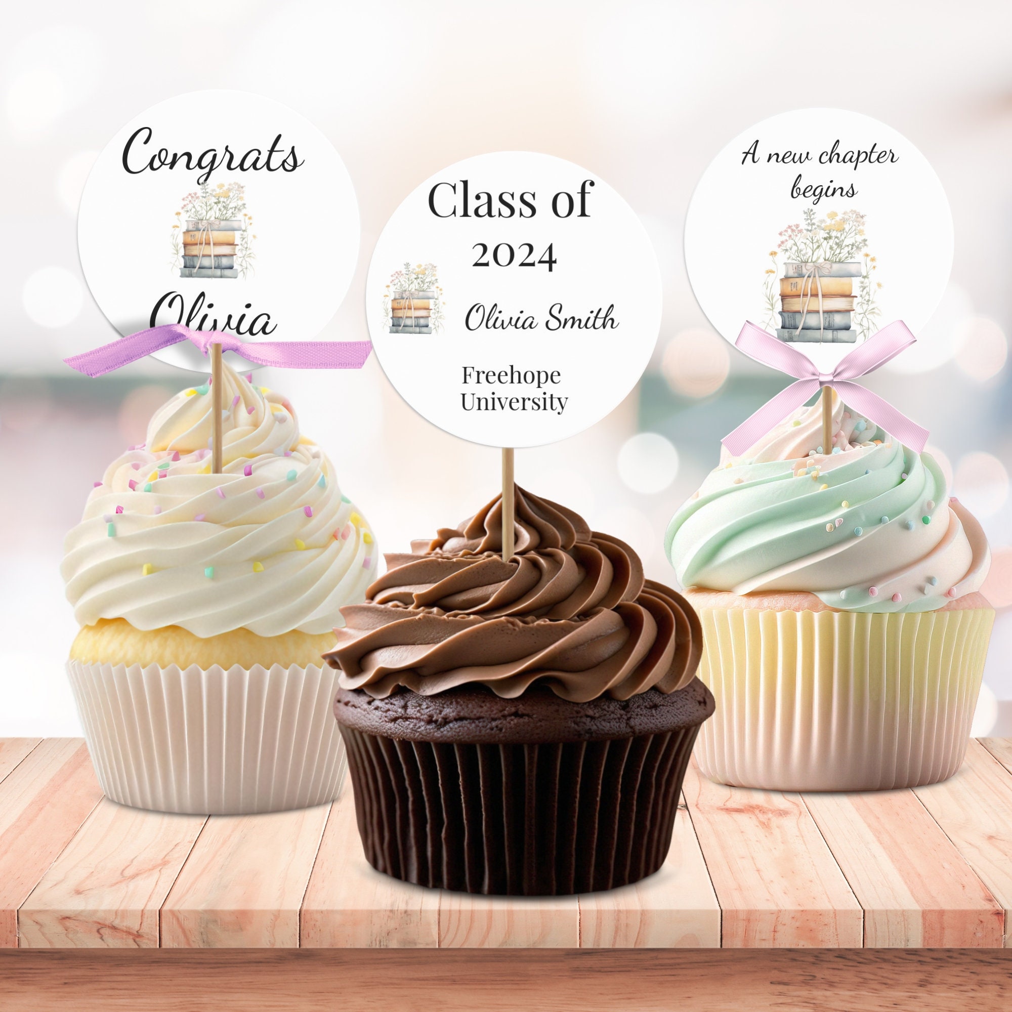 Instant Download | Editable Graduation Cupcake Topper | Editable ...
