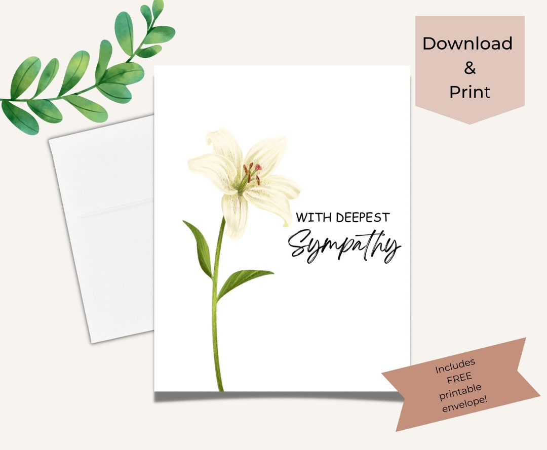 Sympathy Cards | With Deepest Sympathy| Printable | Instant Download ...