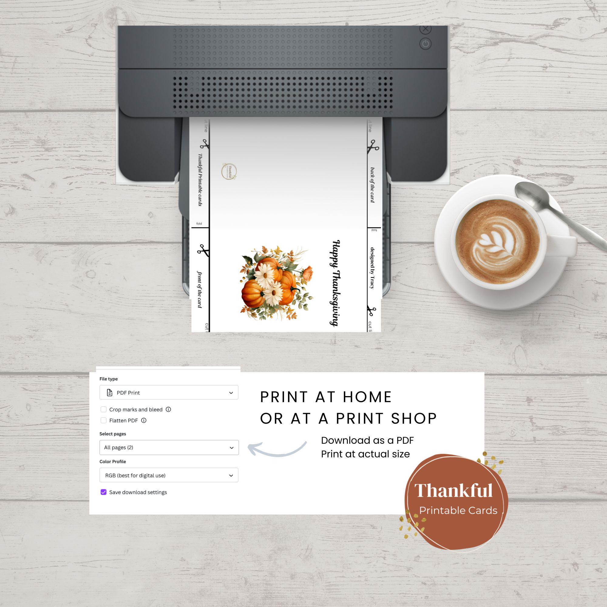 Printable Thanksgiving Card Instant Download PDF Happy Thanksgiving ...