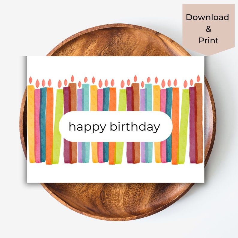 Happy Birthday Card Printable Card Gender Neutral Birthday Candles Gift ...