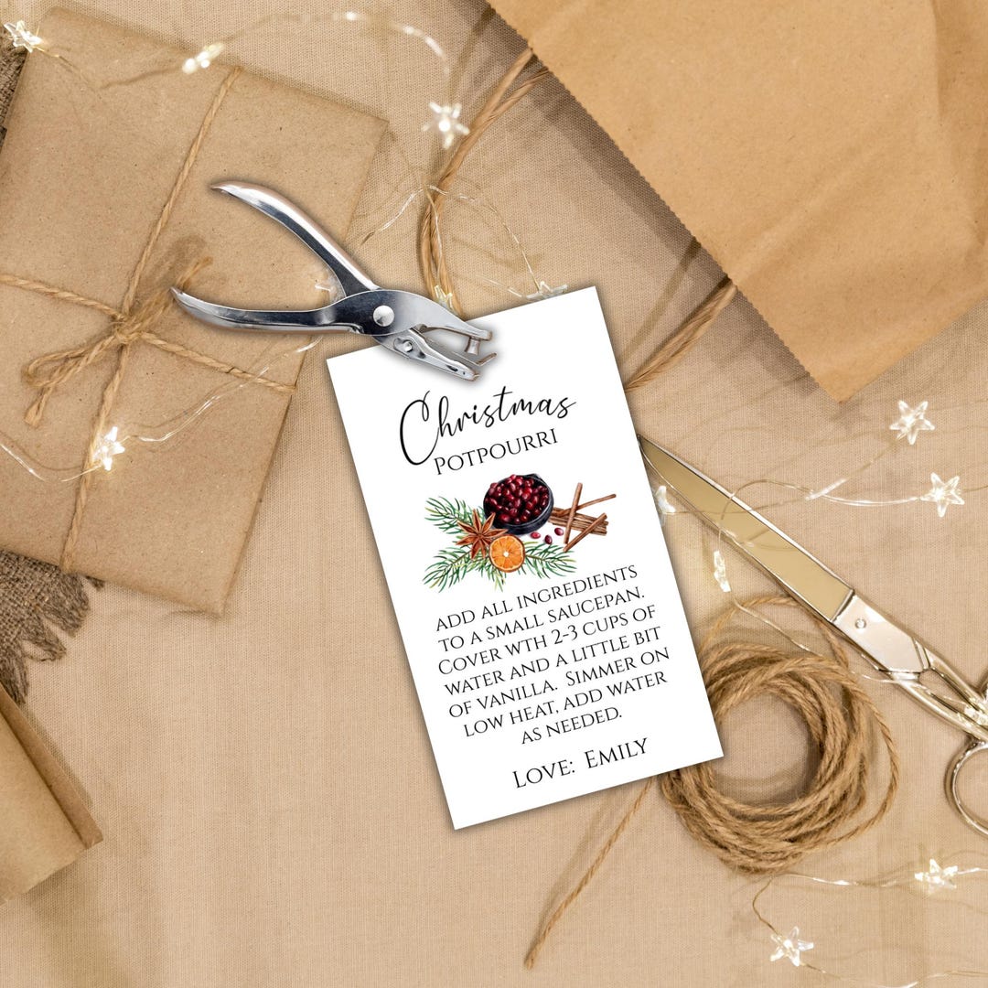 Stovetop Potpourri Christmas Gift Tag, Holiday Christmas Scents ...