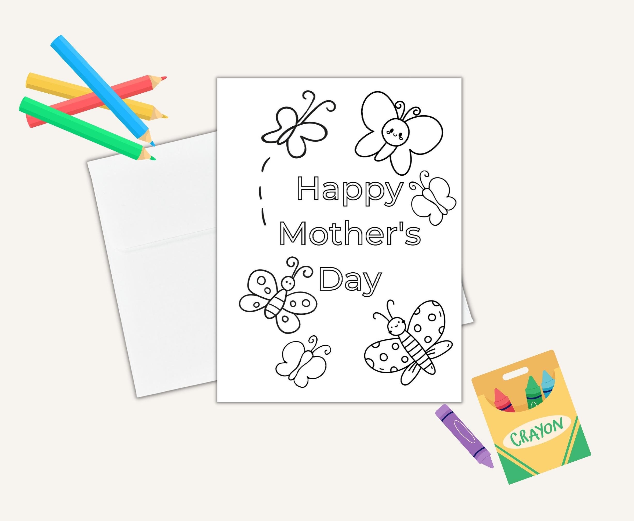 Printable Mother's Day Card to Color, Coloring Card From Children ...