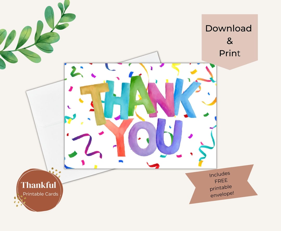 Thank You Card and Envelope, Printable, Instant Download, Card and ...