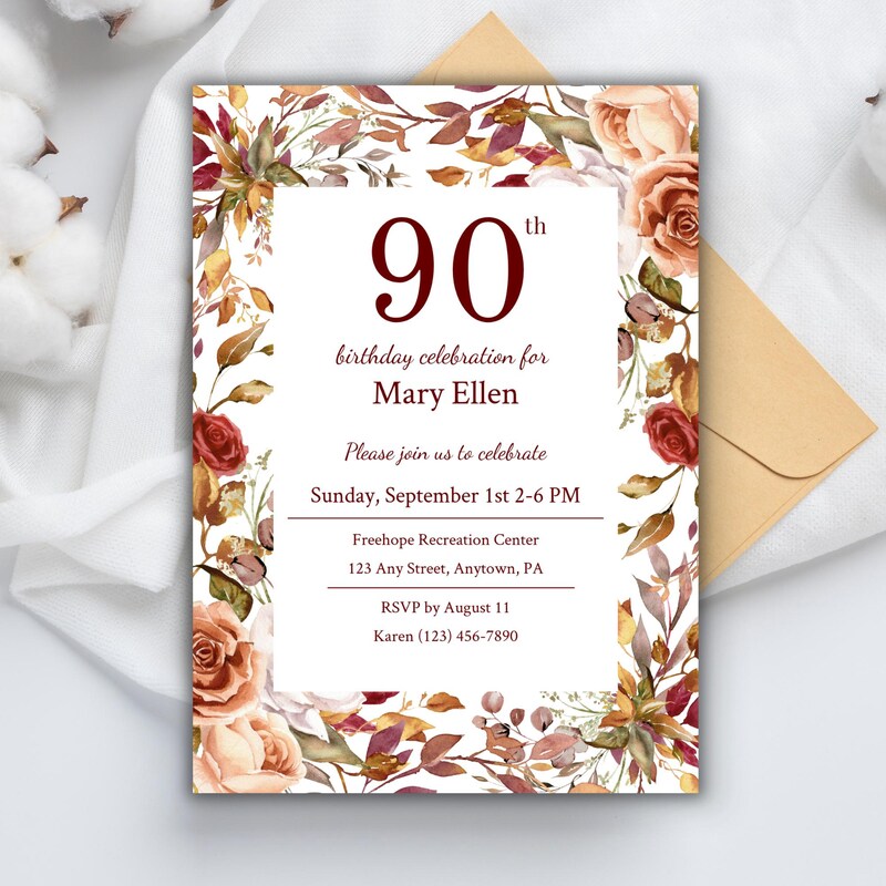 90th Birthday Invitations - Etsy