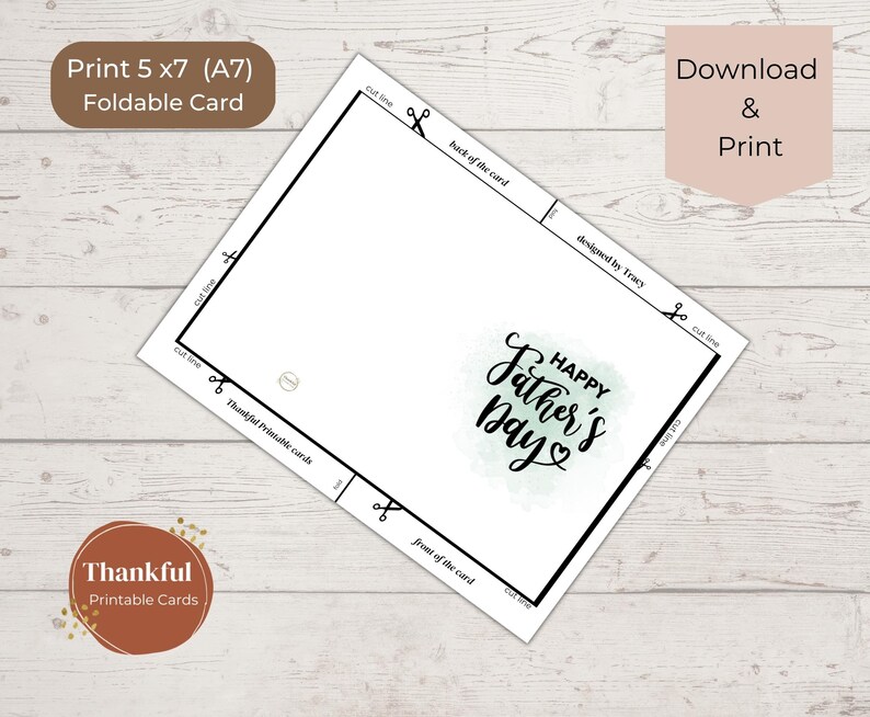 Foldable Fathers Day Cards Printable Green Heart Watercolor For Dad