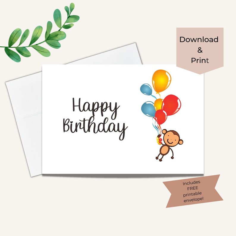 Printable Happy Birthday Card Digital Download Card 5 X 7 - Etsy
