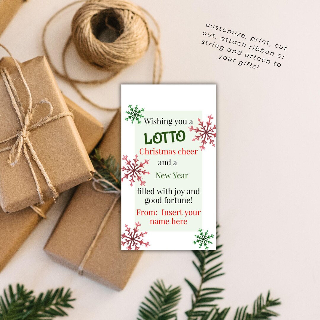 Lotto Gift Tags Christmas Printable, Lottery Christmas Tag, Wishing You ...