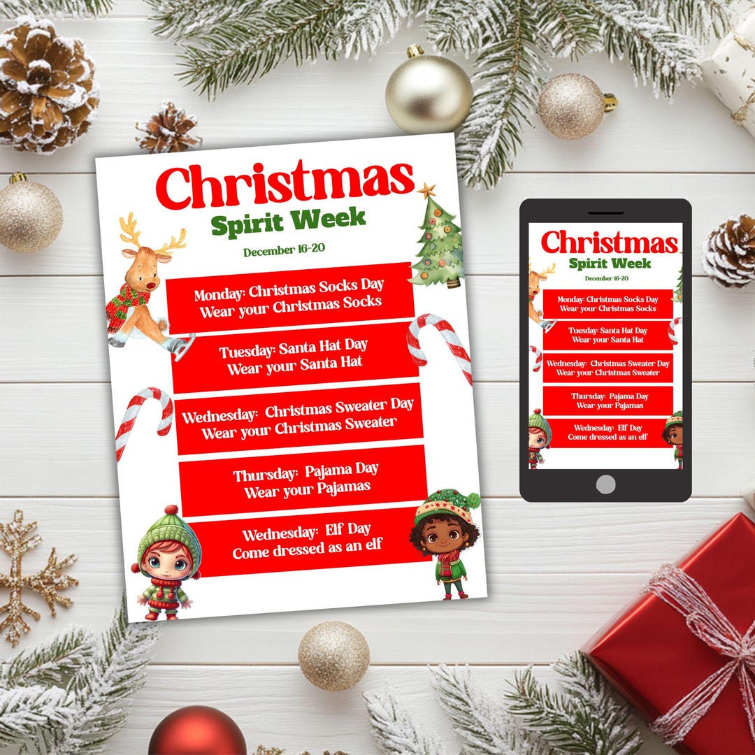 Editable Christmas Spirit Week Flyer Winter Spirit Week Template ...