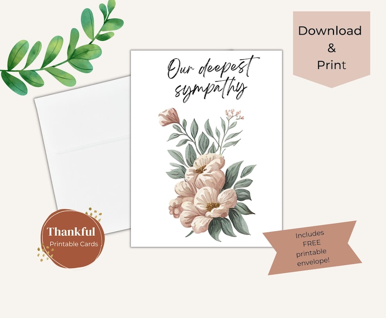 Printable Sympathy Cards , Our Deepest Sympathy, Condolences, so Sorry ...