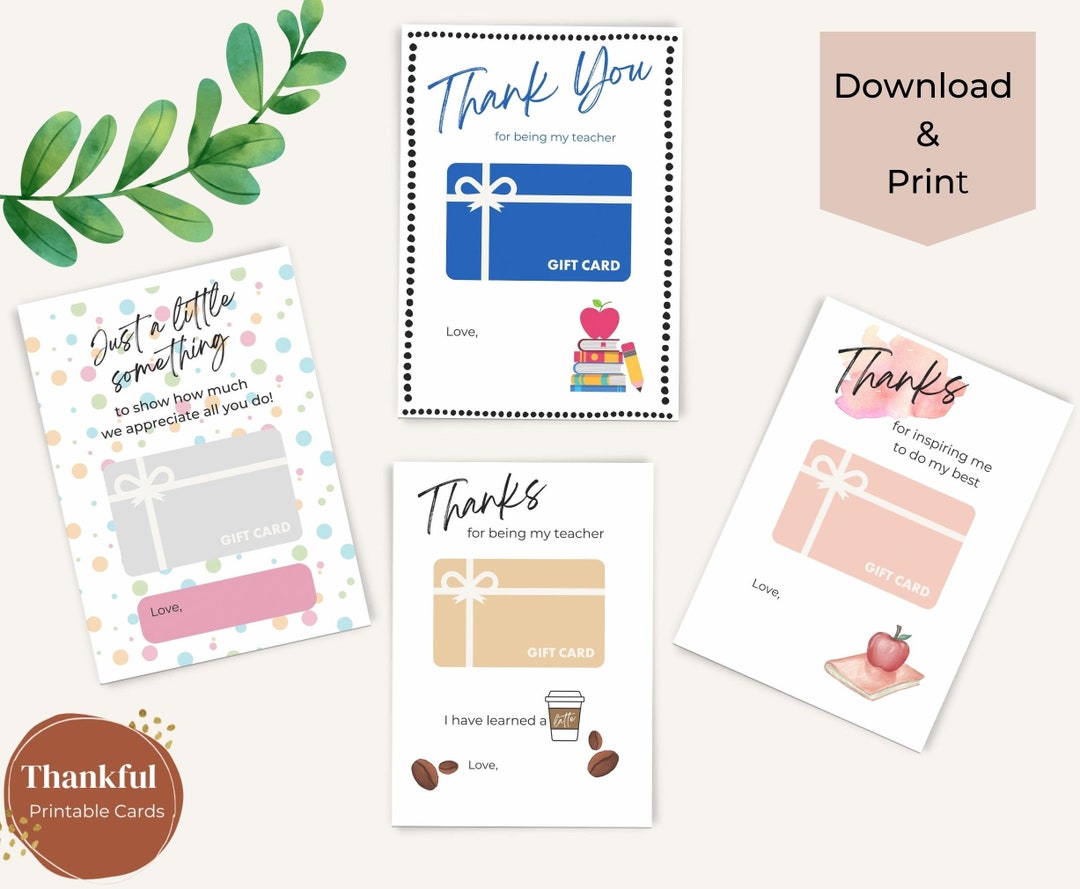 Teacher Appreciation Gift Tags Mint. Gift Card Holder, Thank You for ...