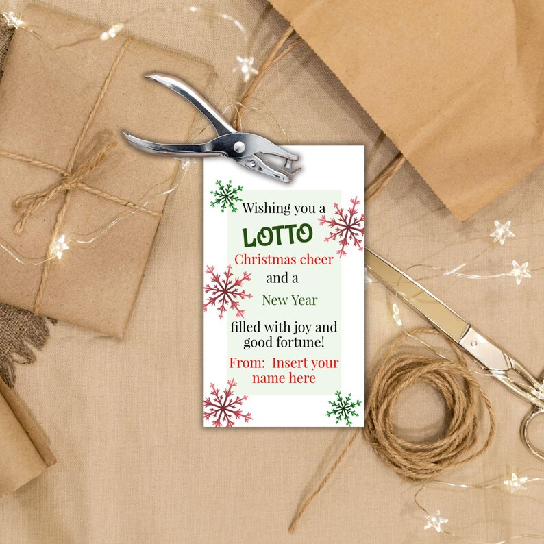 Lotto Gift Tags Christmas Printable, Lottery Christmas Tag, Wishing You ...