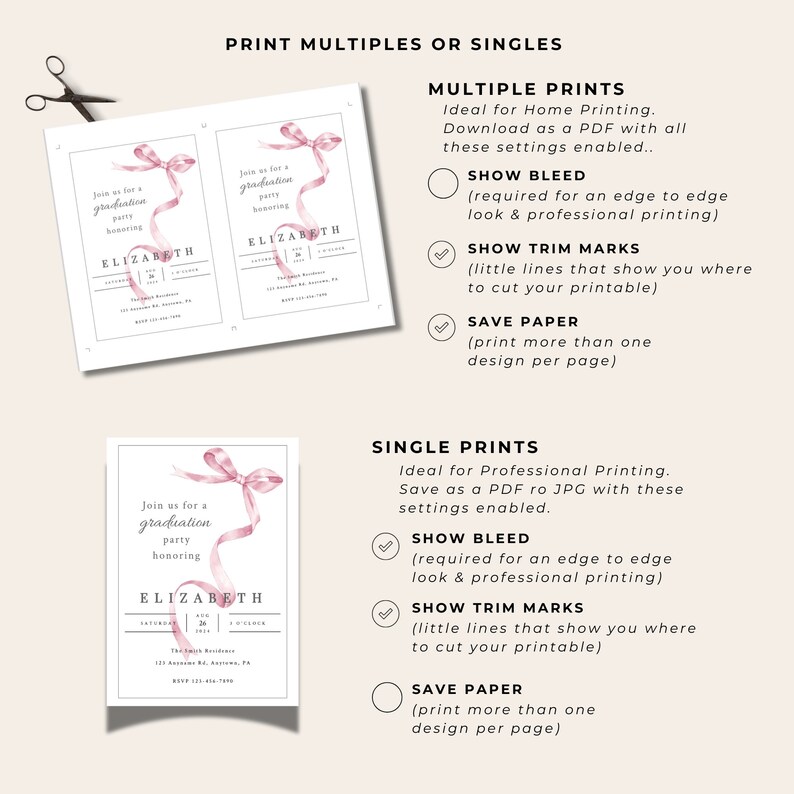 Elegant Pink Bow Coquette Graduation Invitation | Editable 2025 ...