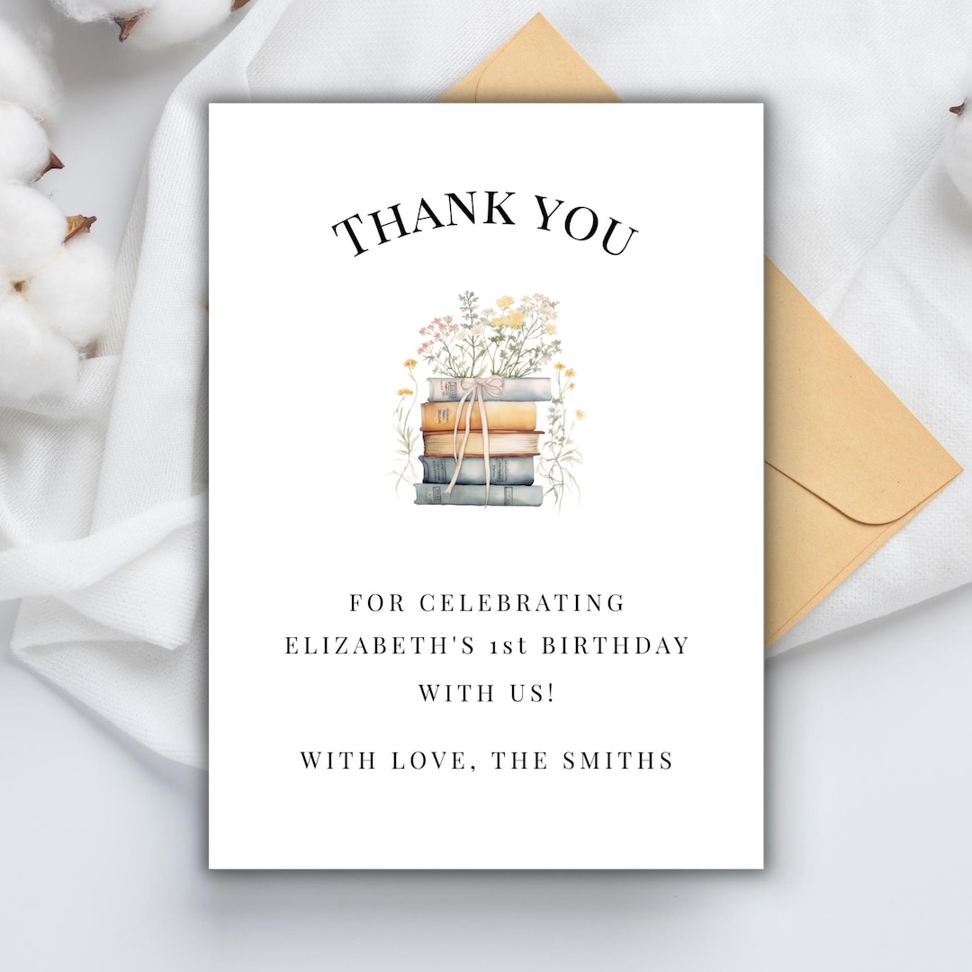 One for the Books Thank You Card | Story Book Birthday Thank You Card ...