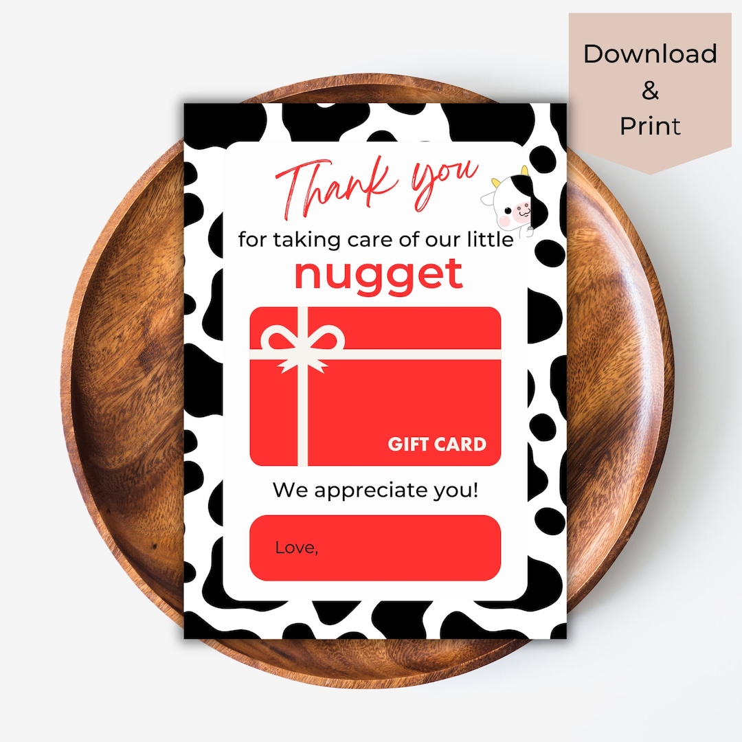 Printable Teacher Thank You Card Chick-fil-a Gift Card Holder Chicken ...