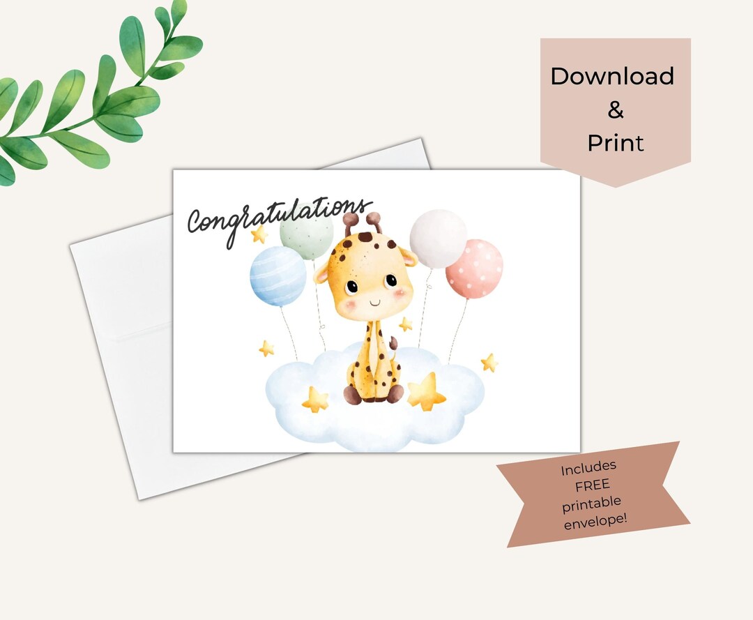 Congratulations Printable Card / Instant Download PDF / New Baby Card ...