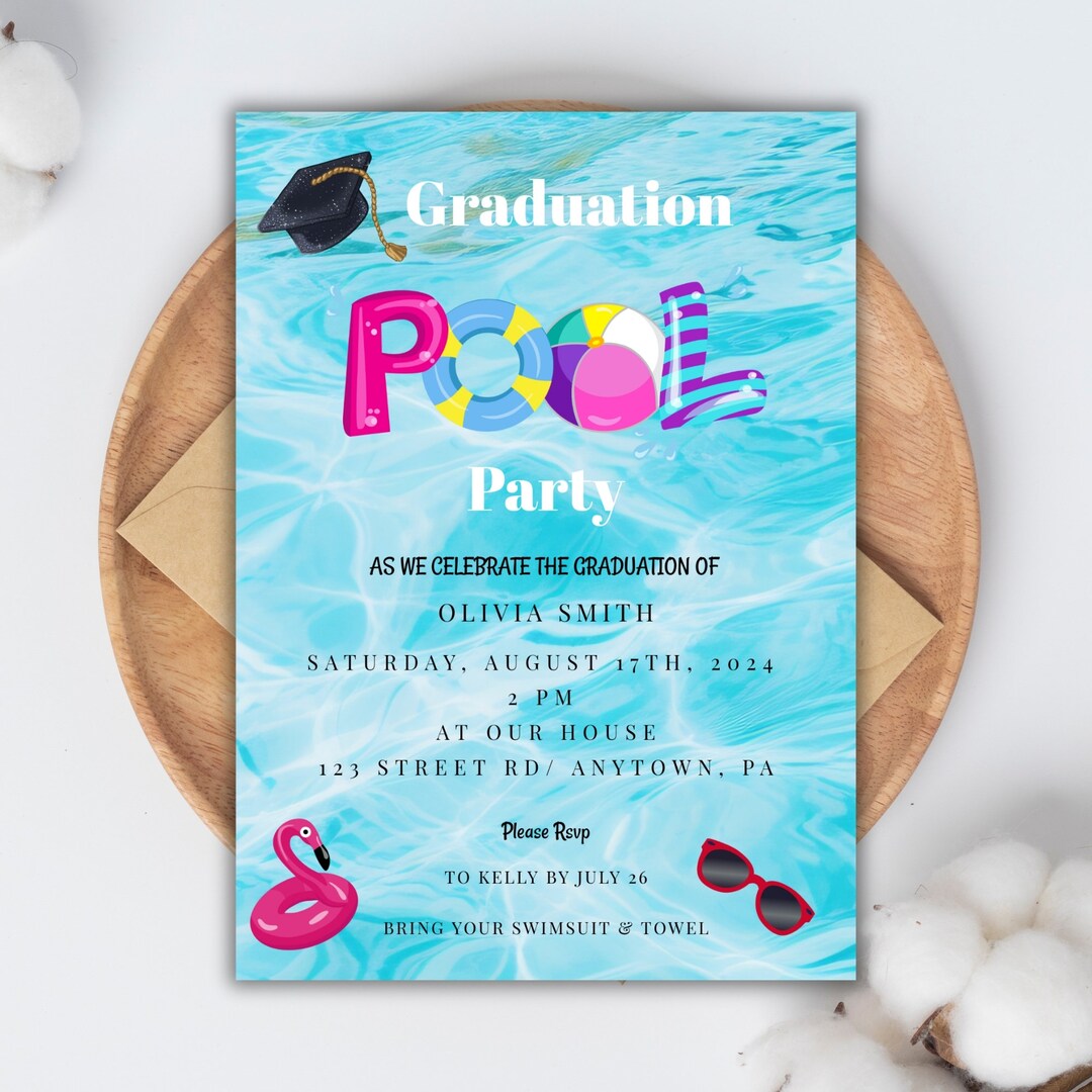 Graduation Pool Party Bash | Graduation Pool Party Invitation | High ...
