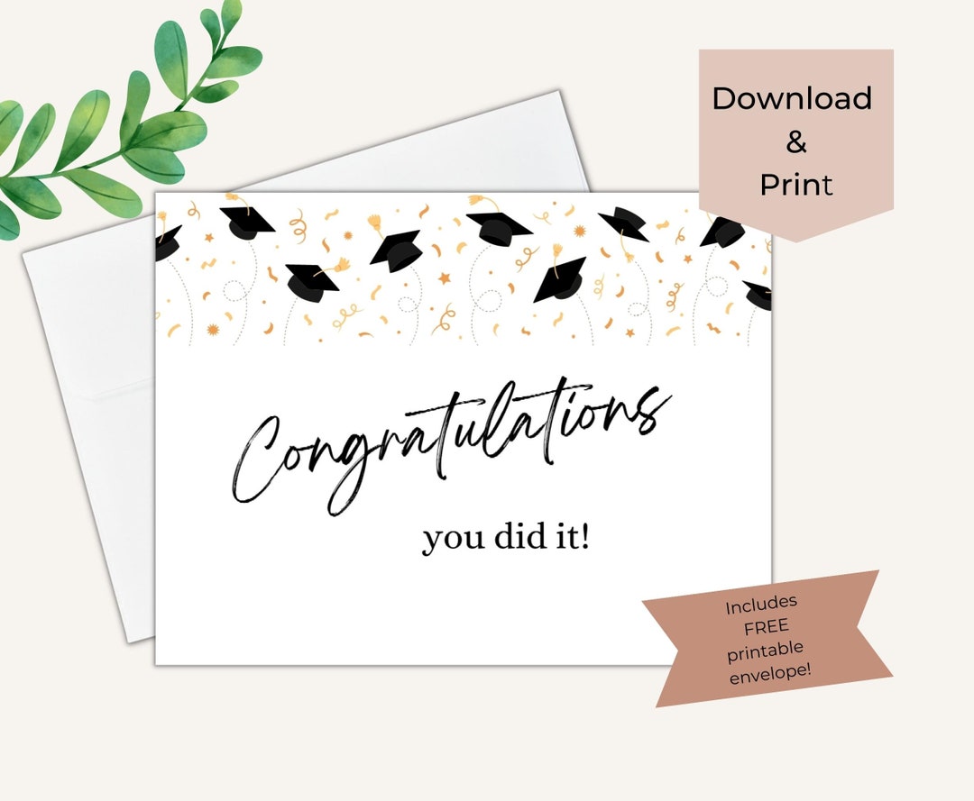Congratulations Graduation Card Printable 5 X7 Instant Download With ...