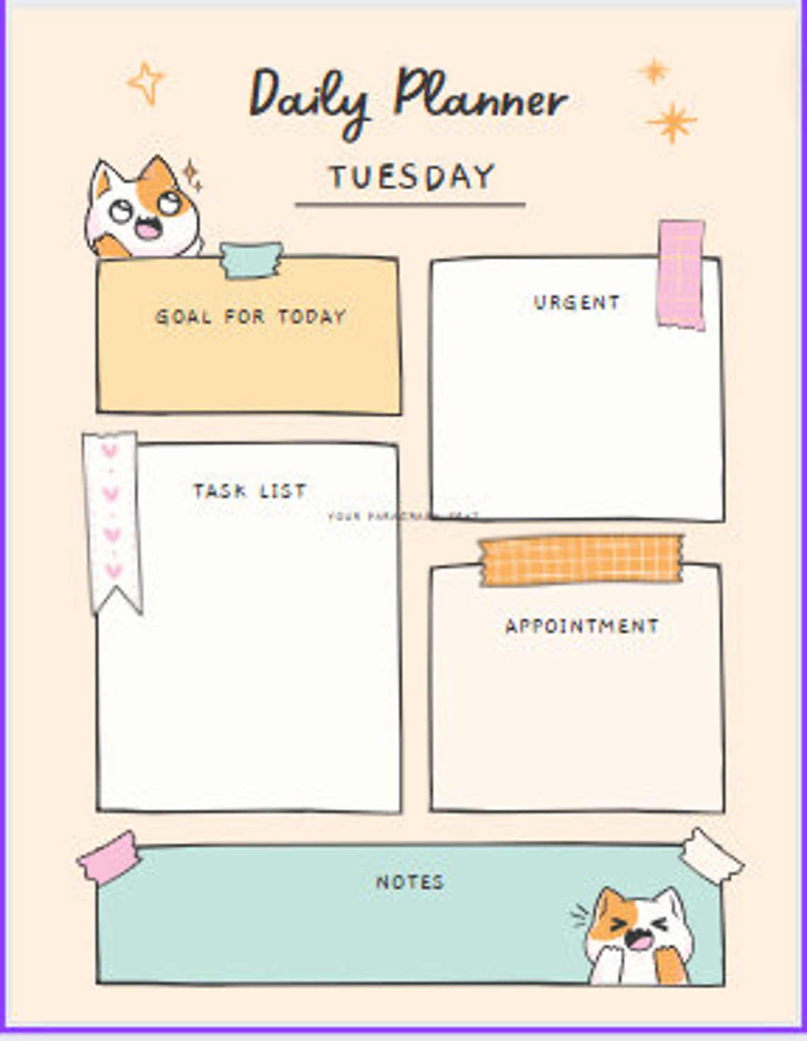 Cute Anime Cat Weekly Planner - Etsy