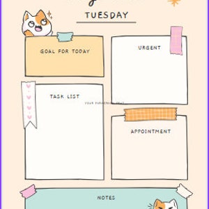 Cute Anime Cat Weekly Planner - Etsy
