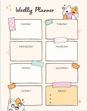 Cute Anime Cat Weekly Planner - Etsy