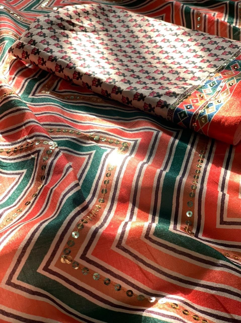 Multicolour Soft Manipuri Silk Fabric With Embroidery Sequance - Etsy ...