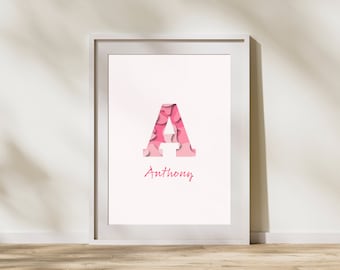 Personalised Initial Name Printable, Gift for Kids Bedroom, Custom Name ...