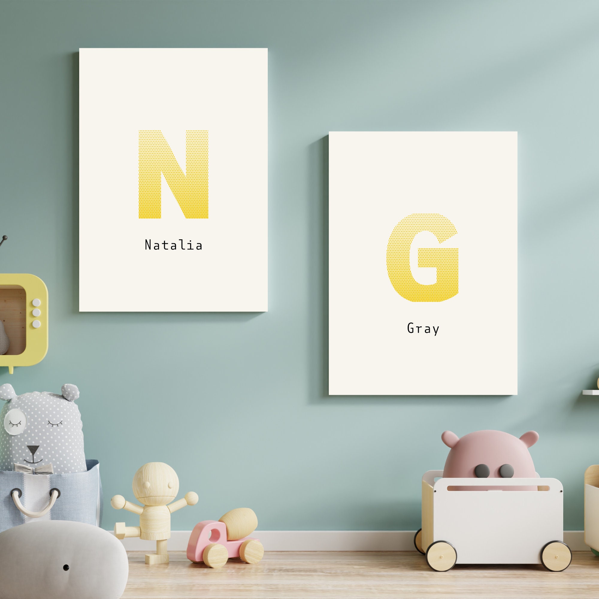 Personalised Initial Name Printable, Gift for Kids Bedroom, Custom Name ...