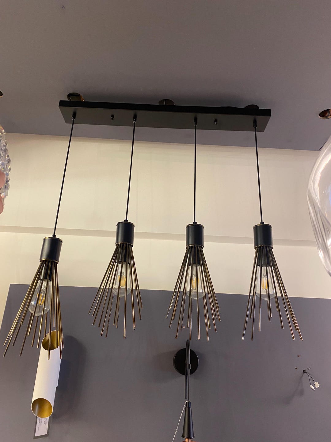 4-piece Metal Hedgehog Chandelier, Modern Lighting, Dining Table ...