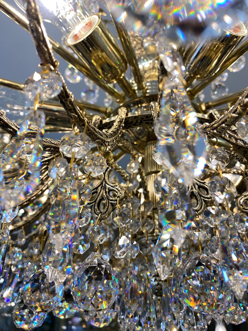 Brass Cast Asfour Stone Chandelier - Elegant Lighting Fixture for Home ...