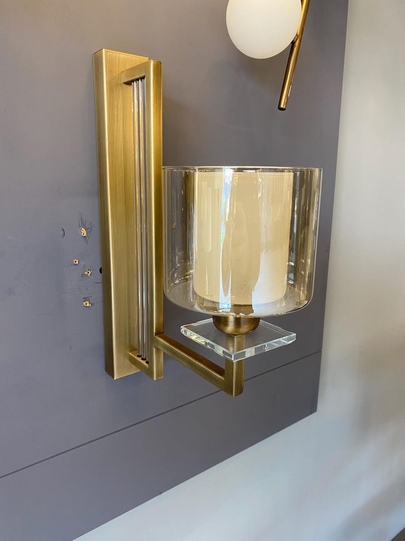 Modern Sconce With Crystal Rod, Double Glazed Modern Sconce, Modern ...