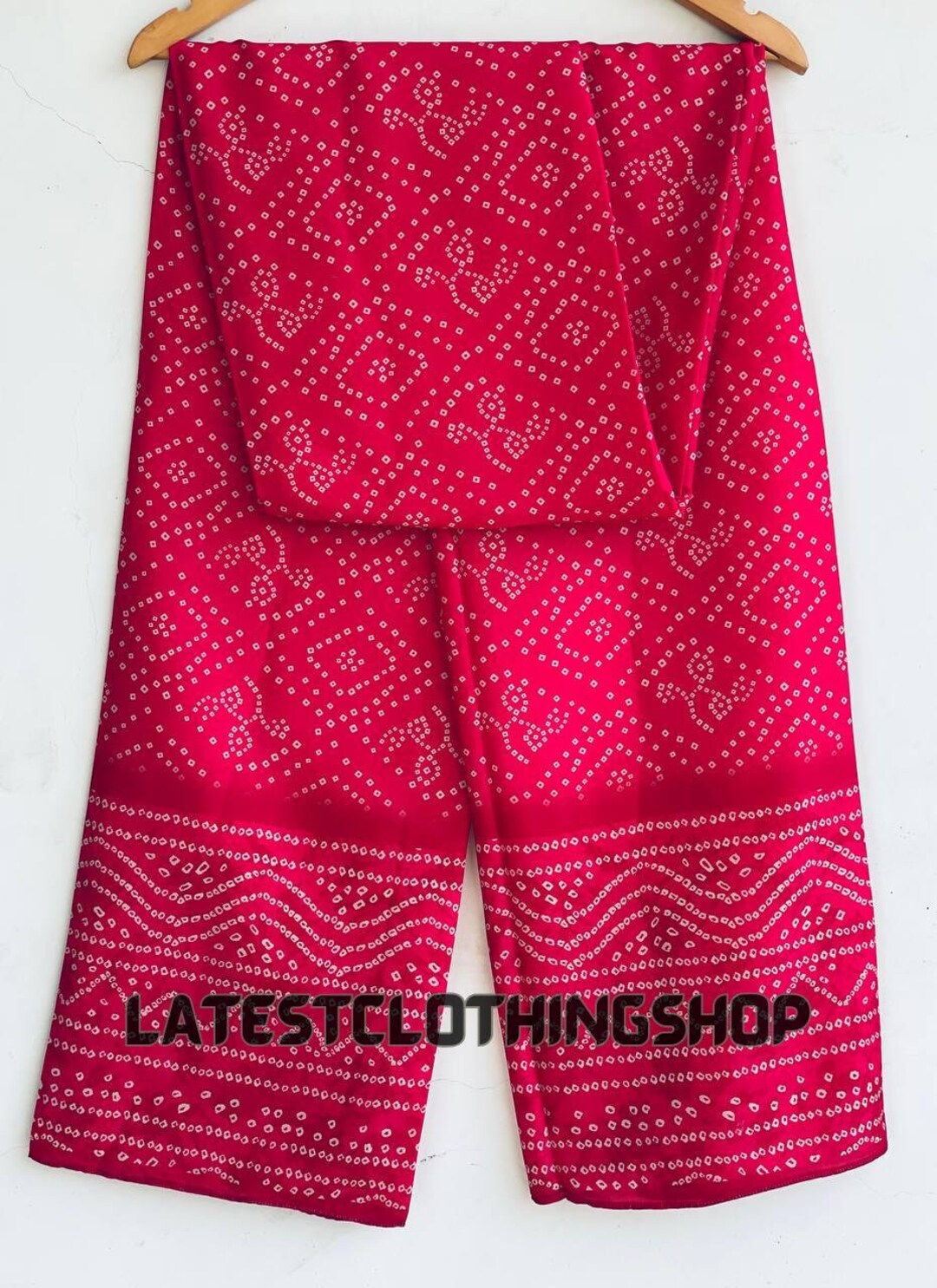 Pink Gaji Silk Dupatta for Women, Designer Bandhani Printed Chunari ...