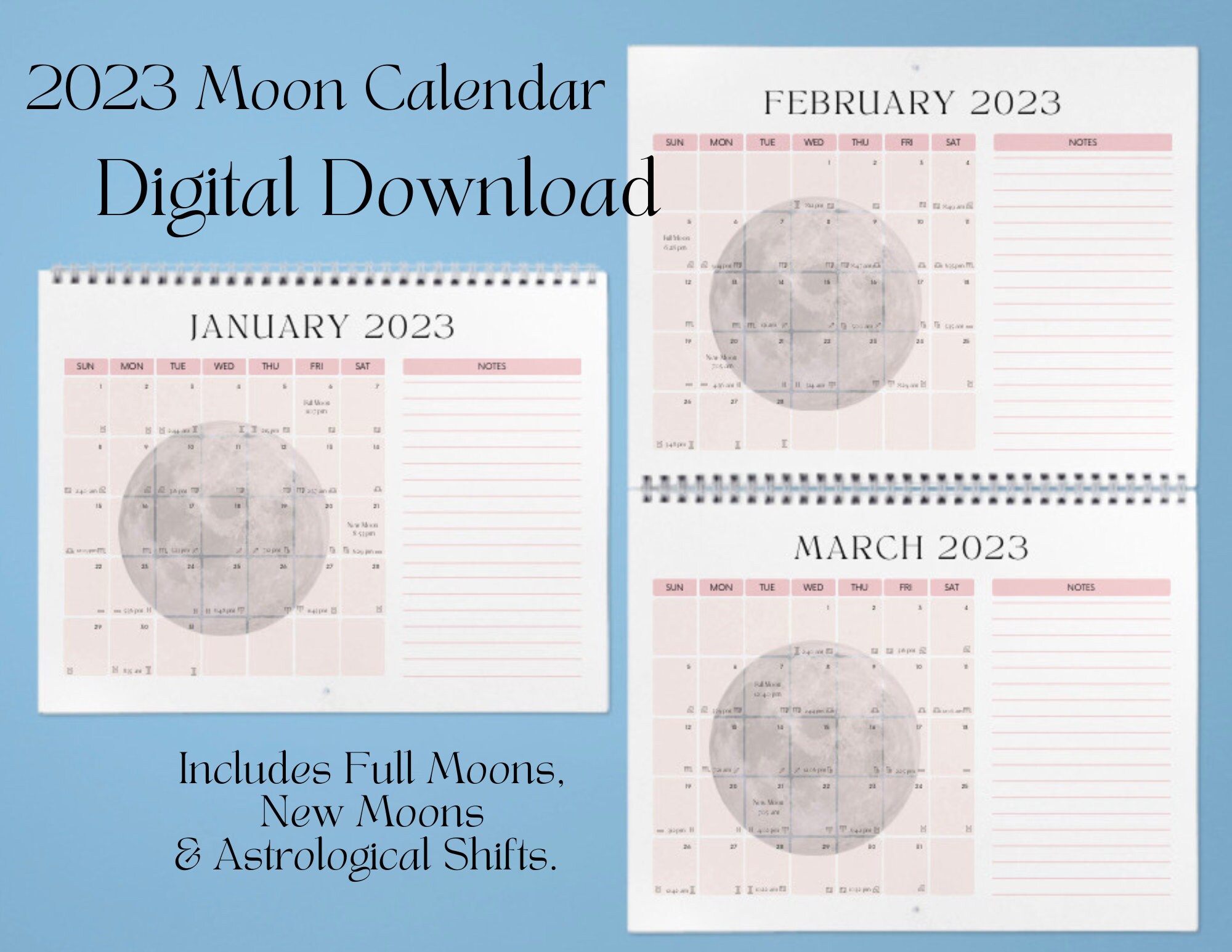 UT 2023 Moon Calendar - Etsy