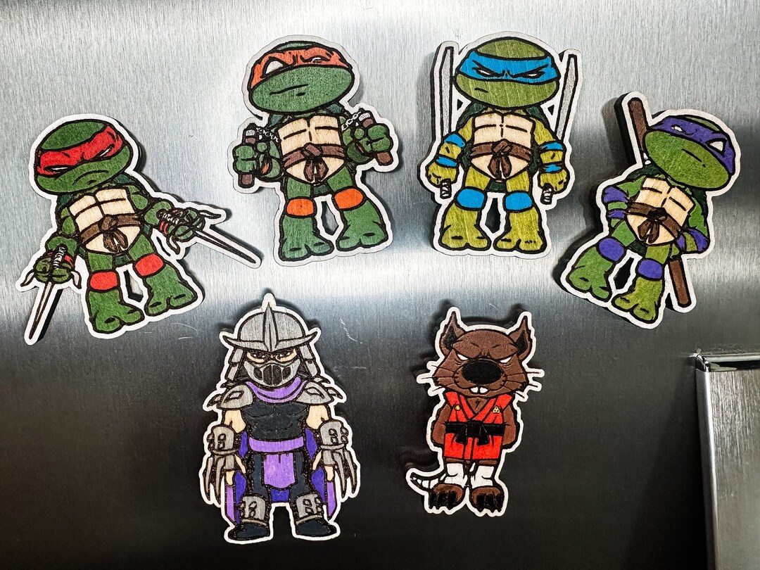 Hand Painted Wooden Teenage Mutant Ninja Turtle Magnets | Fridge ...